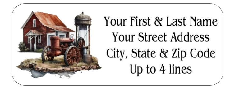 Set of 150 Red Barn Rustic Tractor Return Mailing Address Labels ...