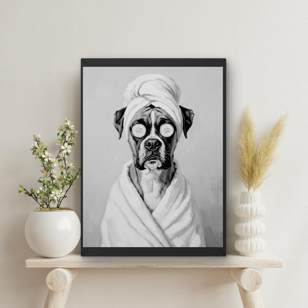 Bathroom Spa Art, Boxer Dog, Décor Wall Art, Kids Art, Boxer Dog Lovers ...