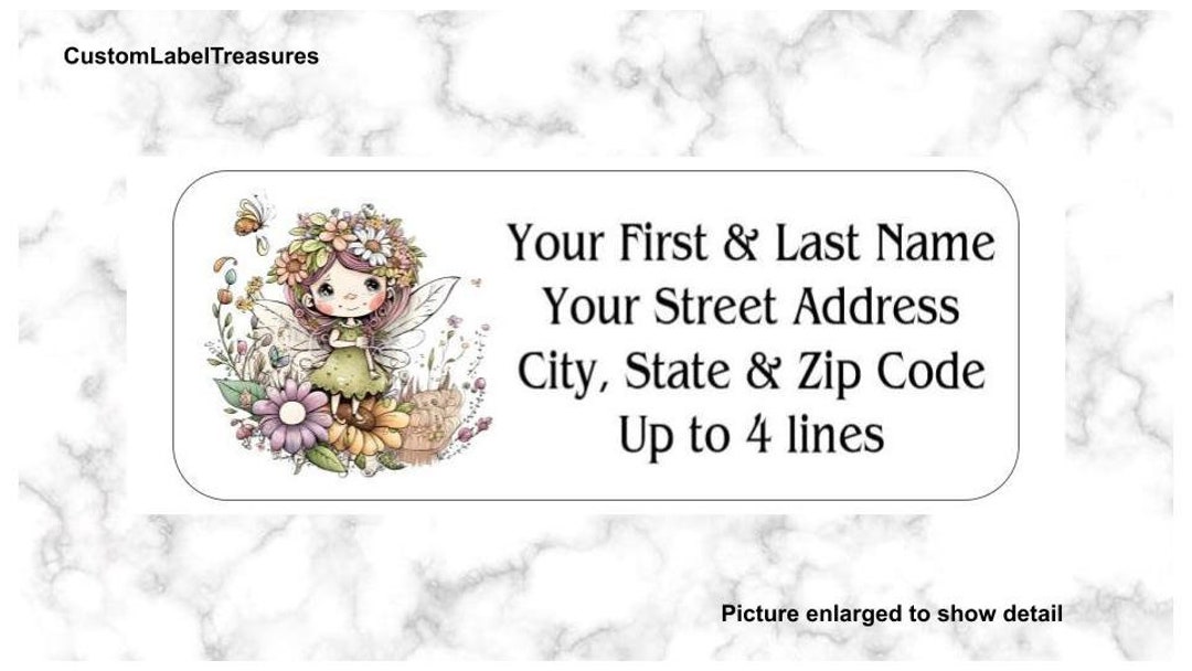 Address Labels, Whimsical Fairy Girl Flowers, Return Mailing Stickers, Fantasy Floral Tags, for ...