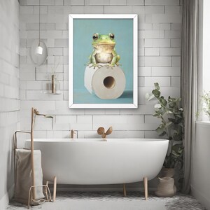 Green Frog Toilet Paper Print: Whimsical Kids Bathroom Decor (digital ...