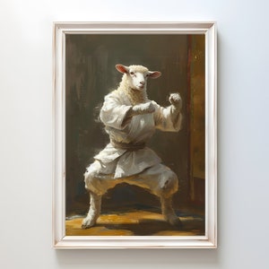 Sheep in Gi Karate Wall Art Wall Decor Martial Arts Print Rabbit Poster ...