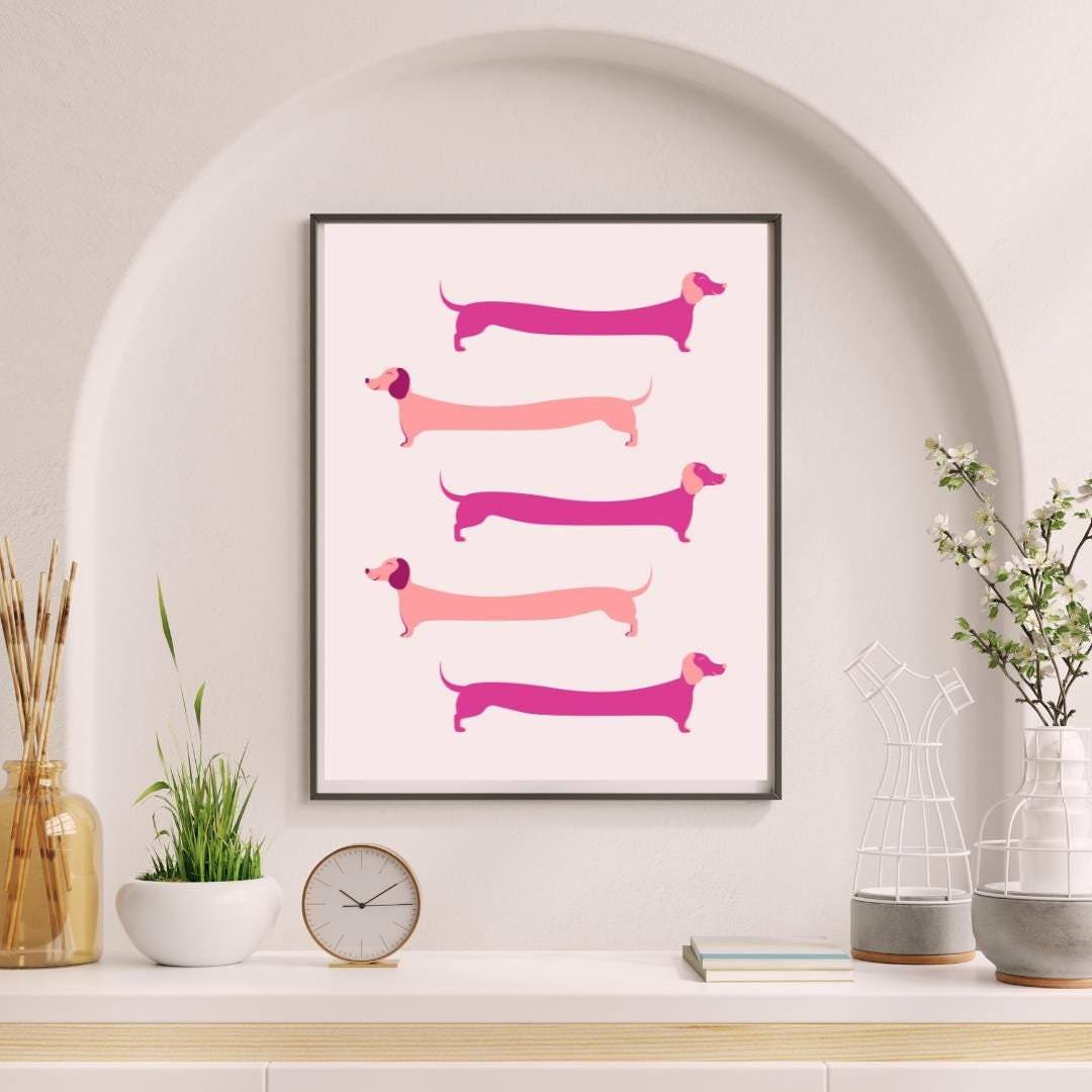 Pink Dachshund Print: Preppy Weiner Dog Art (digital Download) #H514 - Etsy