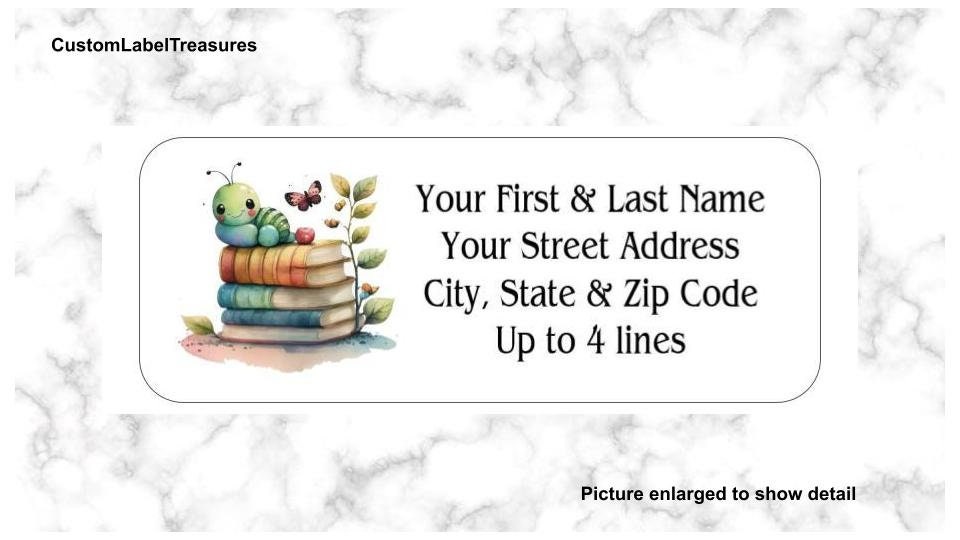 Set of 150 Bookworm Caterpillar Books Book Worm Return Mailing Address ...