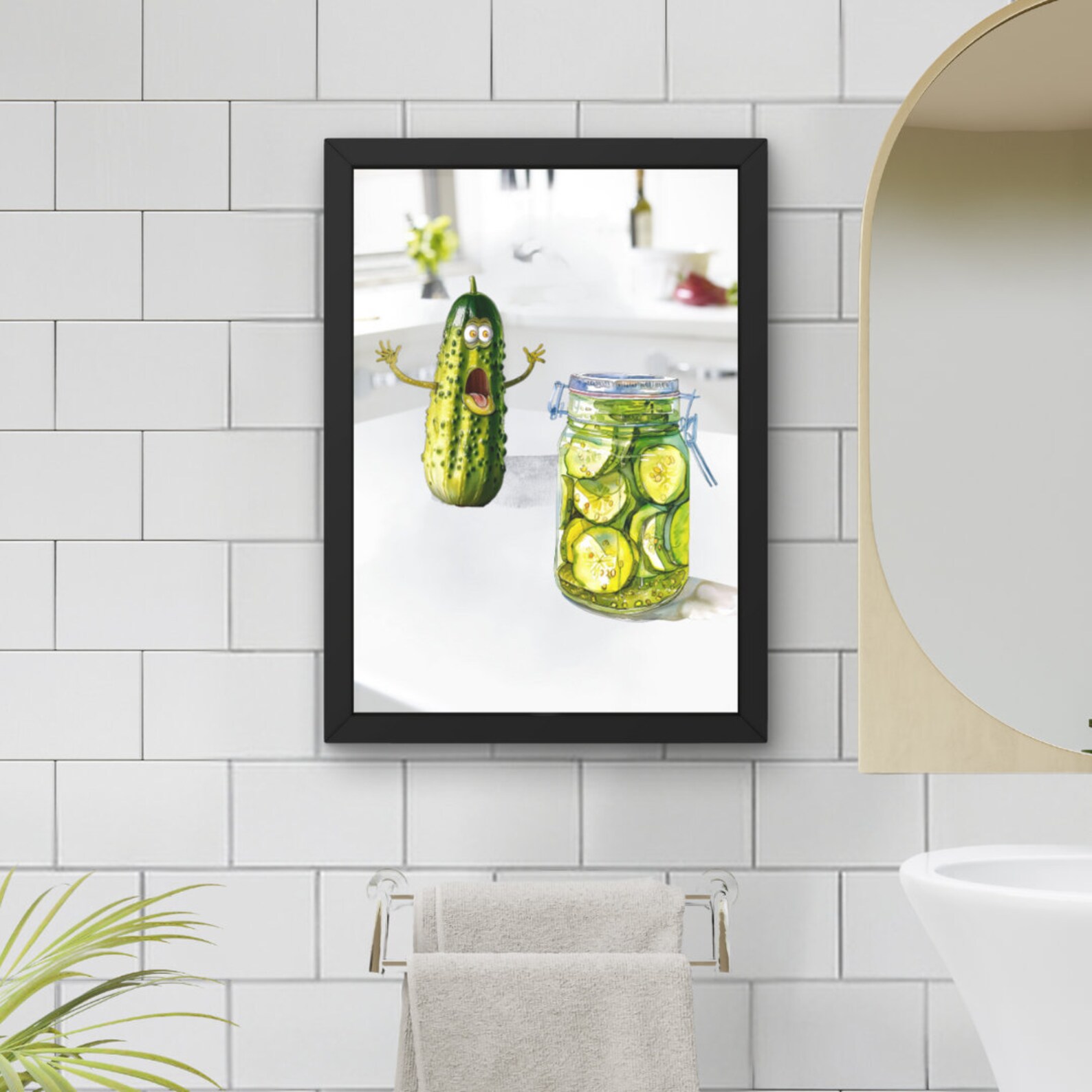 Surprised Pickle Kitchen Print: Funny Chef Humor Wall Art (digital ...
