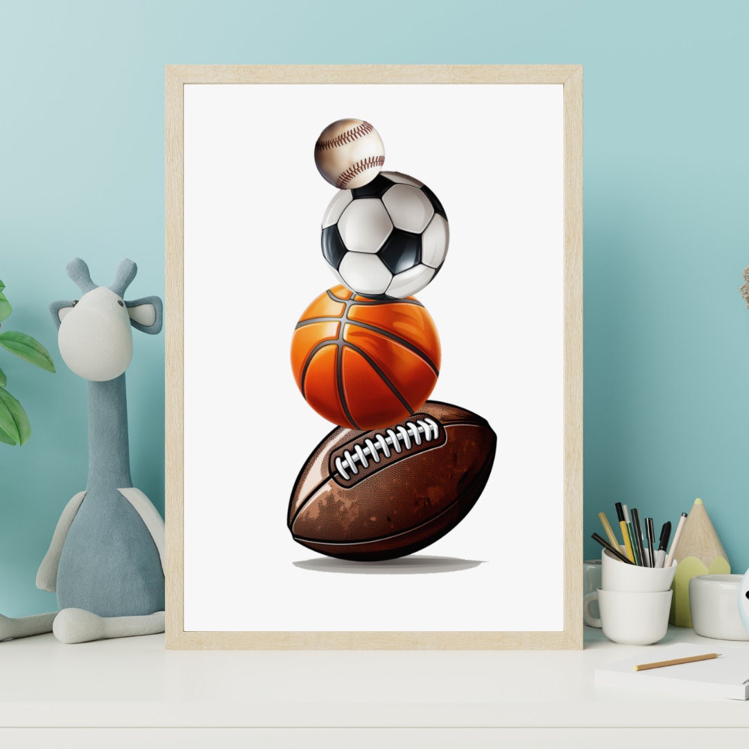 Sports Wall Art: Baseball, Soccer, Basketball, Football (digital ...