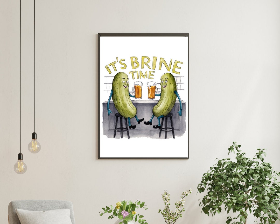Pickles Drinking Beer Wall Art, Printable Home Décor, Funny Pickles at ...