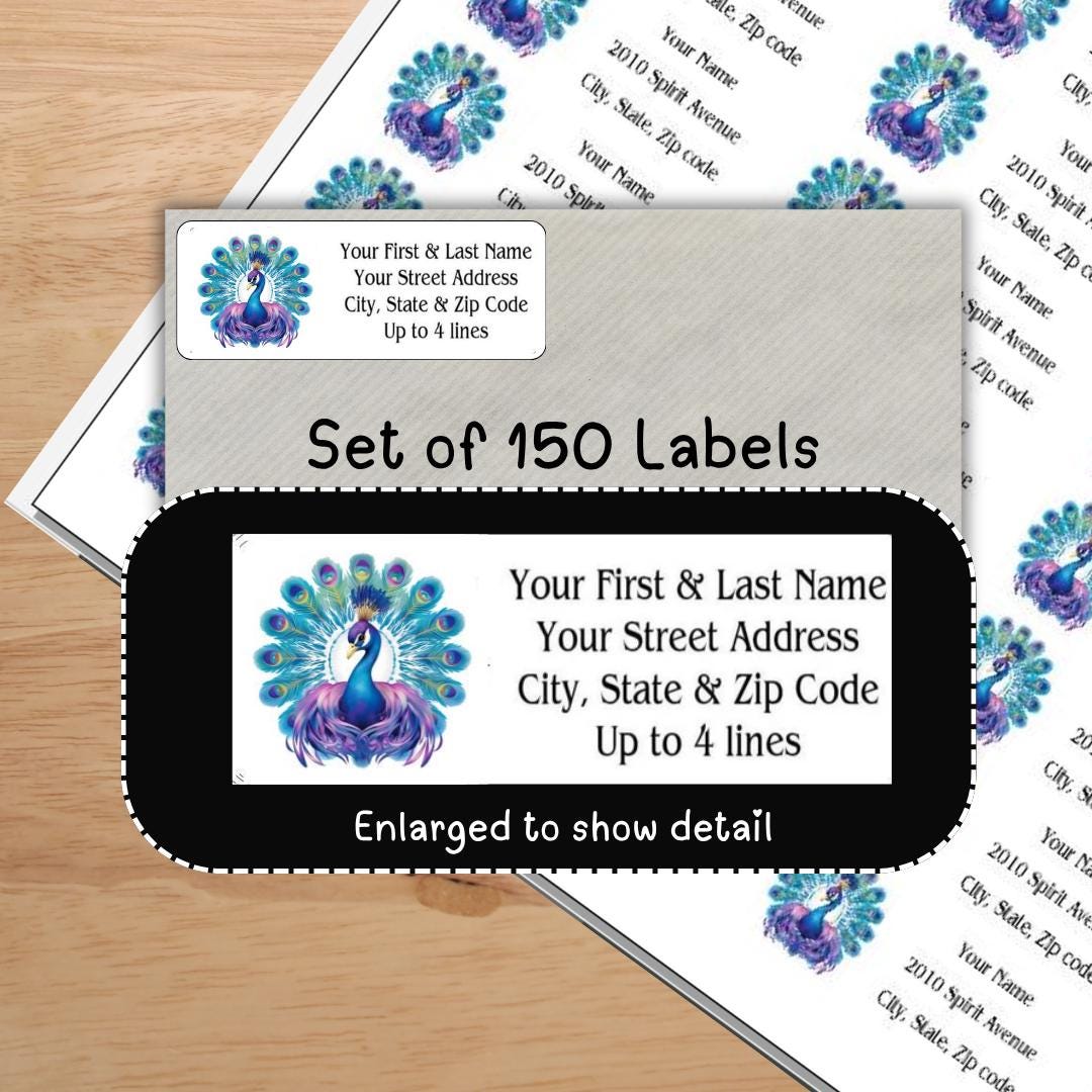 Peacock Address Labels: Personalized Return Mailing Stickers for ...