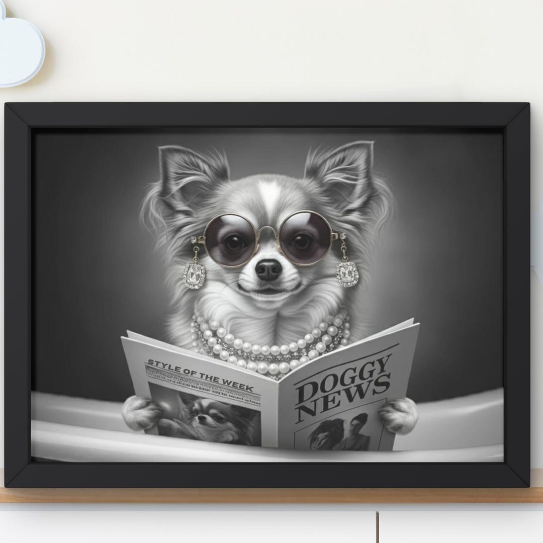 Prissy Chihuahua Dog in Tub Printable Wall Art, Dog Taking a Bath ...