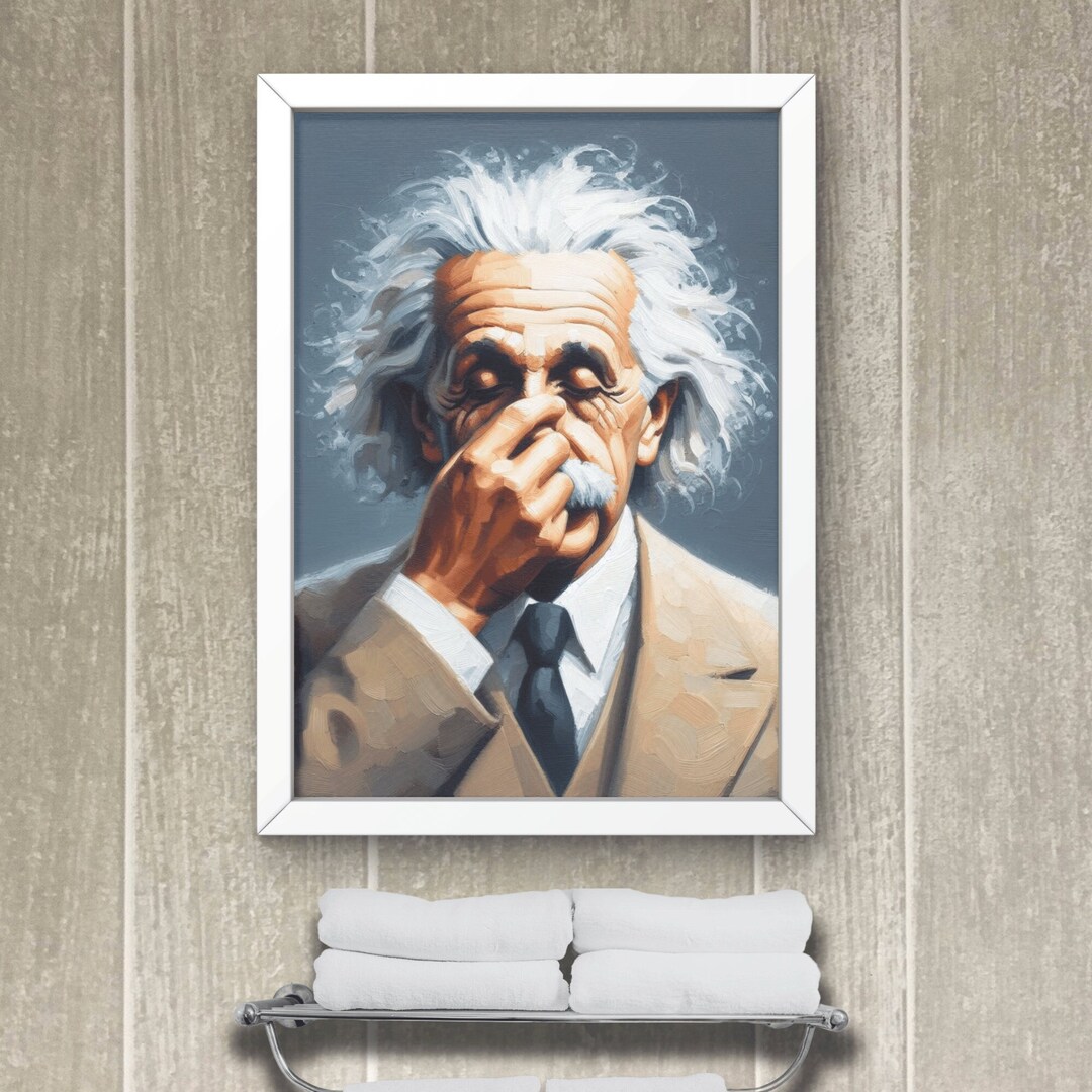 Albert Einstein Parody Bathroom Wall Art Decor Einstein Covering His ...