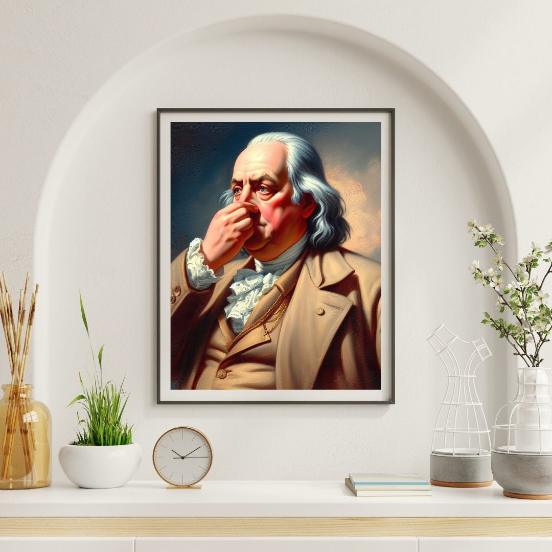 Benjamin Franklin Parody Bathroom Wall Art Decor, Ben Franklin Covering ...