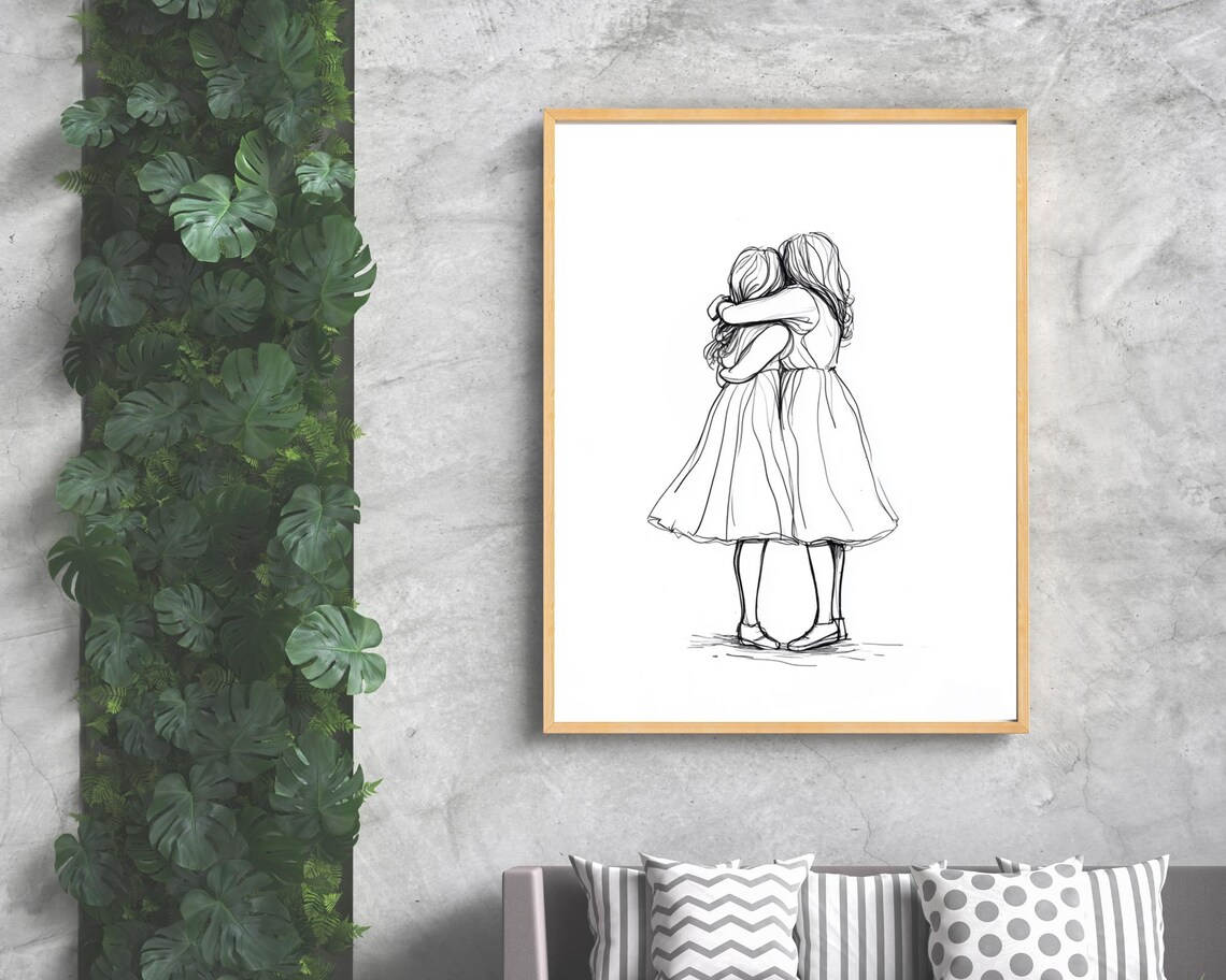 Sisterly Love - Together Again - Sisters Sketch Drawing, Best Friends ...