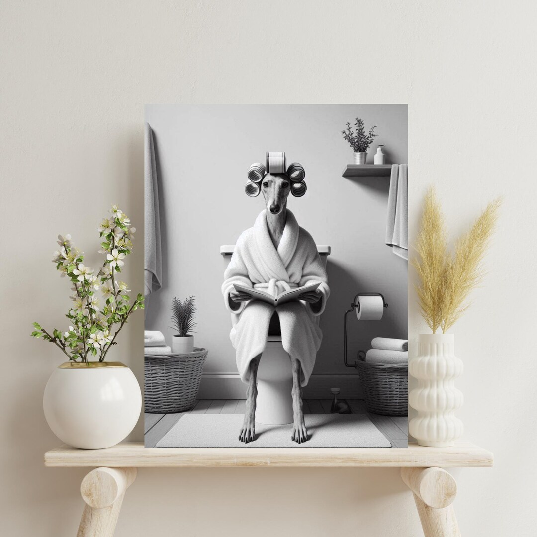 Whippet Dog Bathroom Art Print: Toilet Humor Decor (digital Download) # ...