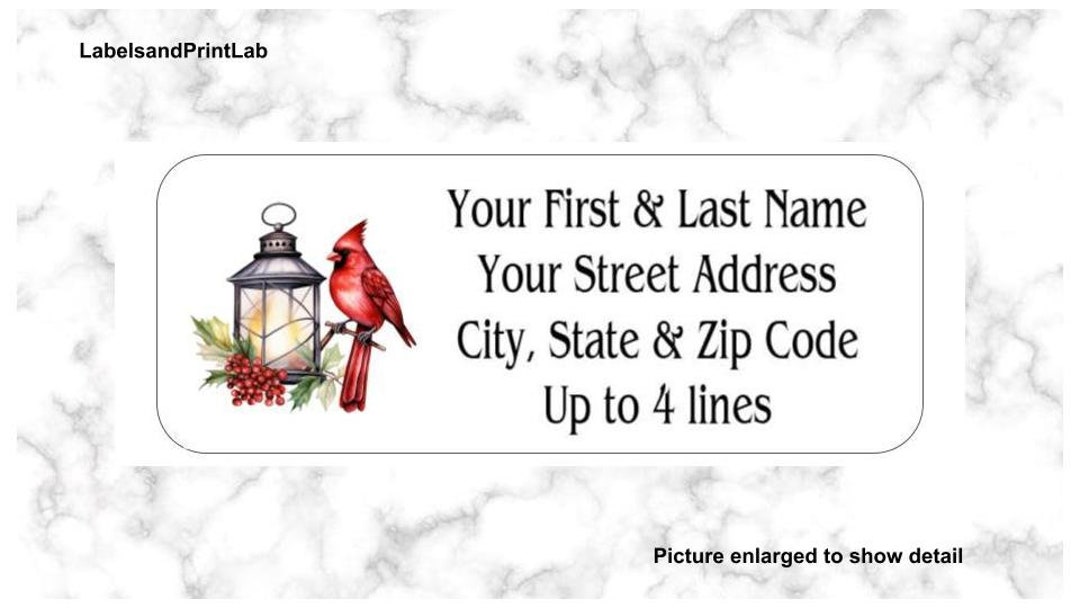 Red Cardinal Candle Lantern Christmas Return Address Labels ...