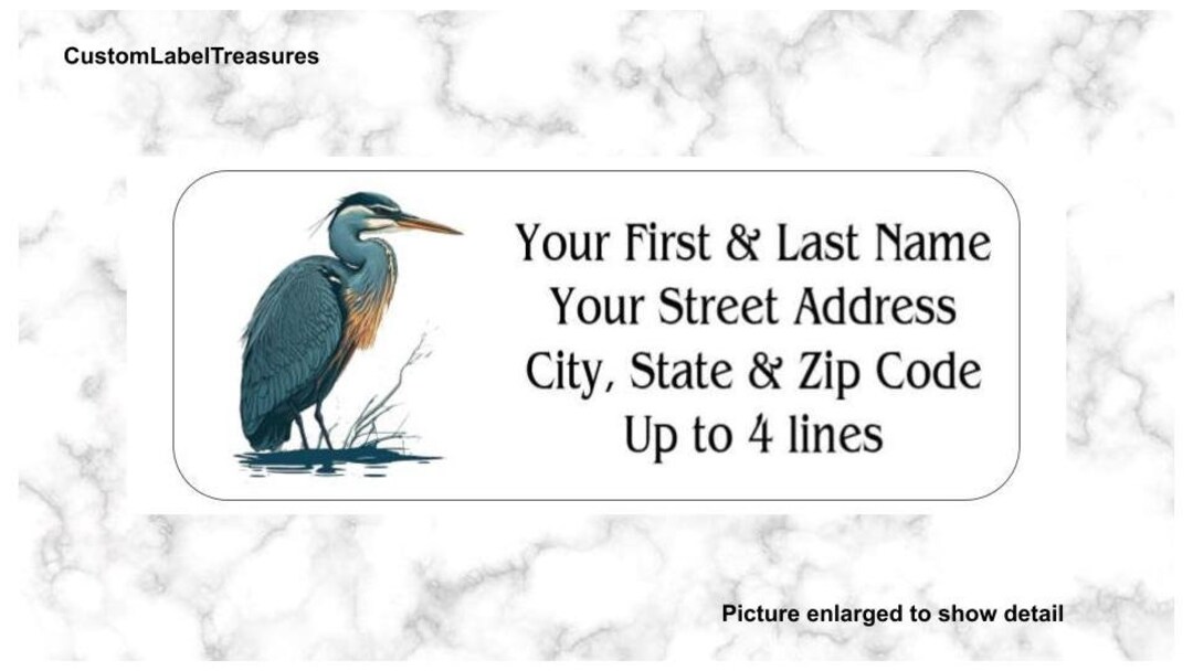 Return Mailing Address Labels Beautiful Blue Heron Bird Set of 150 ...