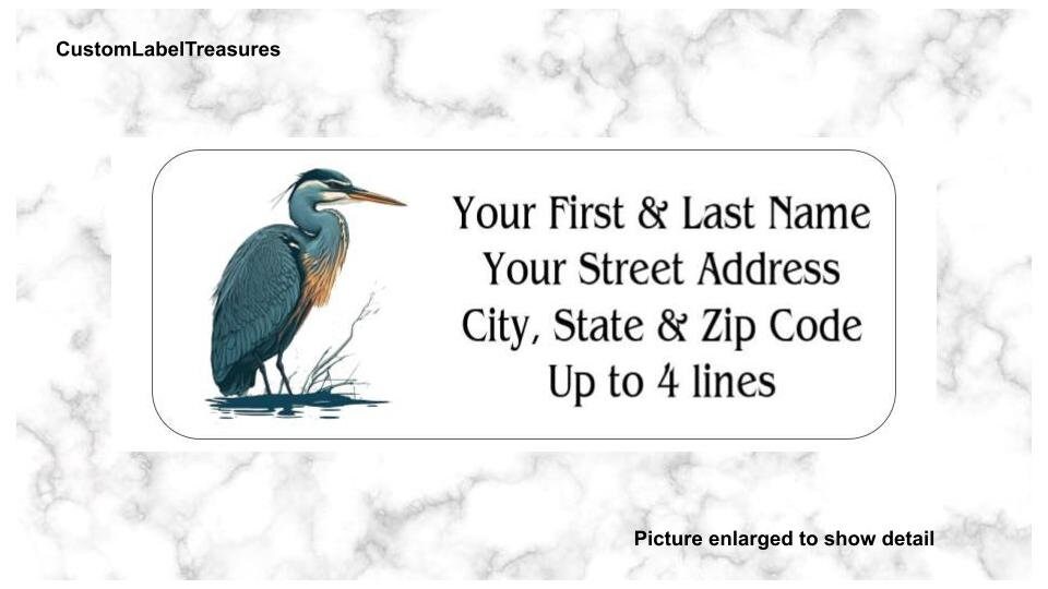 Return Mailing Address Labels Beautiful Blue Heron Bird Set of 150 ...