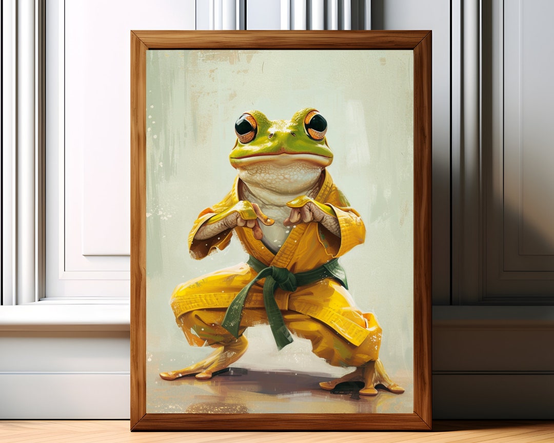 Karate Wall Art Frog, Martial Arts Print, Toad Taekwondo Jujitsu Teen ...