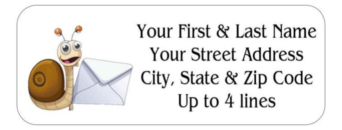 Snail Mail Address Labels, Snail Holding Envelope, Return Mailing ...