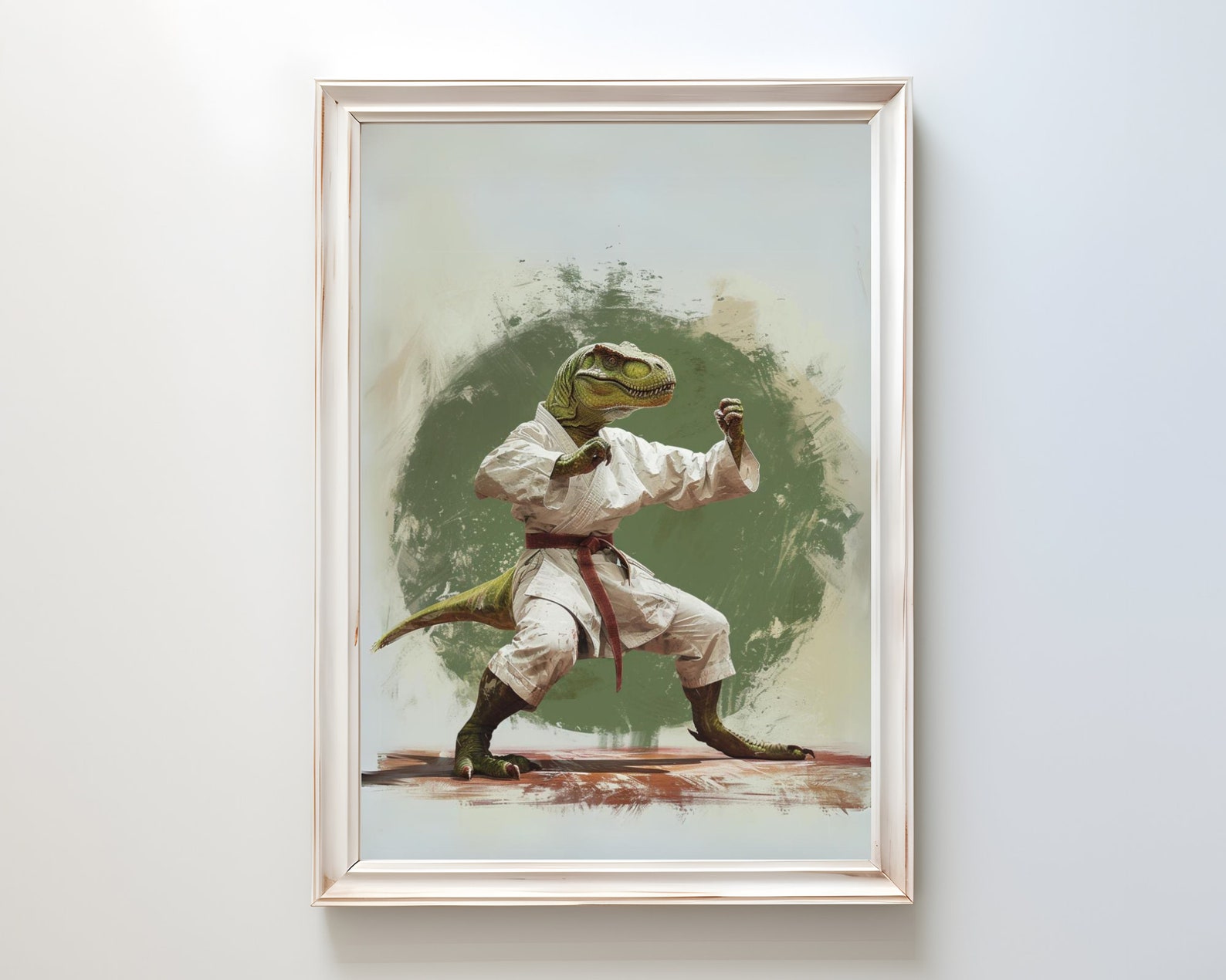 Karate Wall Art T-rex Dinosaur Wall Decor Martial Arts Print Dinosaur ...