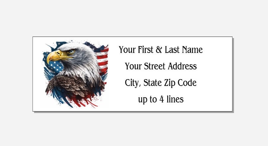 Bald Eagle Address Labels, American Flag Return Mailing Stickers ...