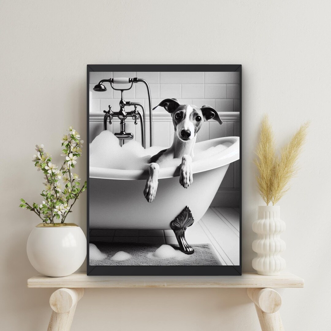 Whippet in Tub Print: Bubble Bath Dog Art (digital Download) #BR481 - Etsy