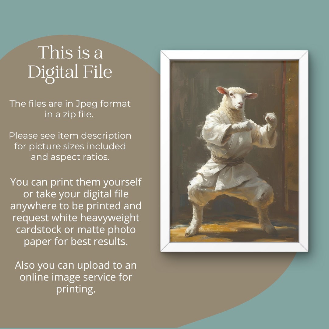 Sheep in Gi Karate Wall Art Wall Decor Martial Arts Print Rabbit Poster ...