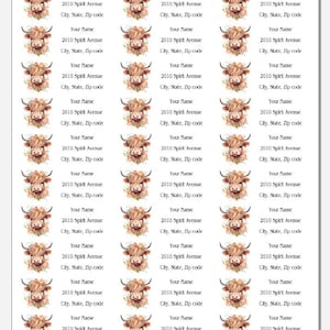 Set of 150 Highland Cow Calf Baby Flowers Floral Return Mailing Address ...