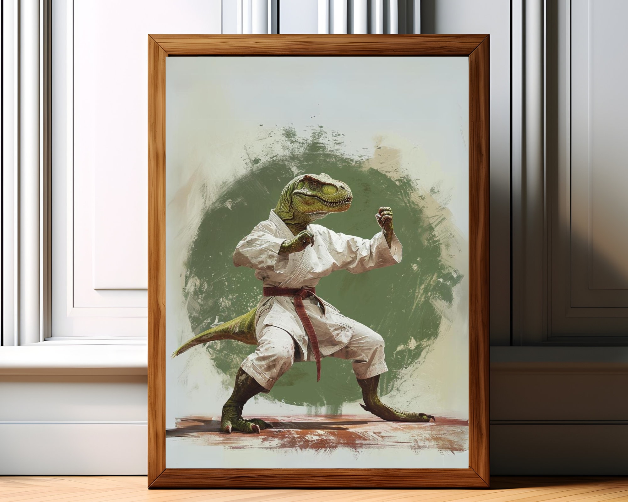 Karate Wall Art T-rex Dinosaur Wall Decor Martial Arts Print Dinosaur ...