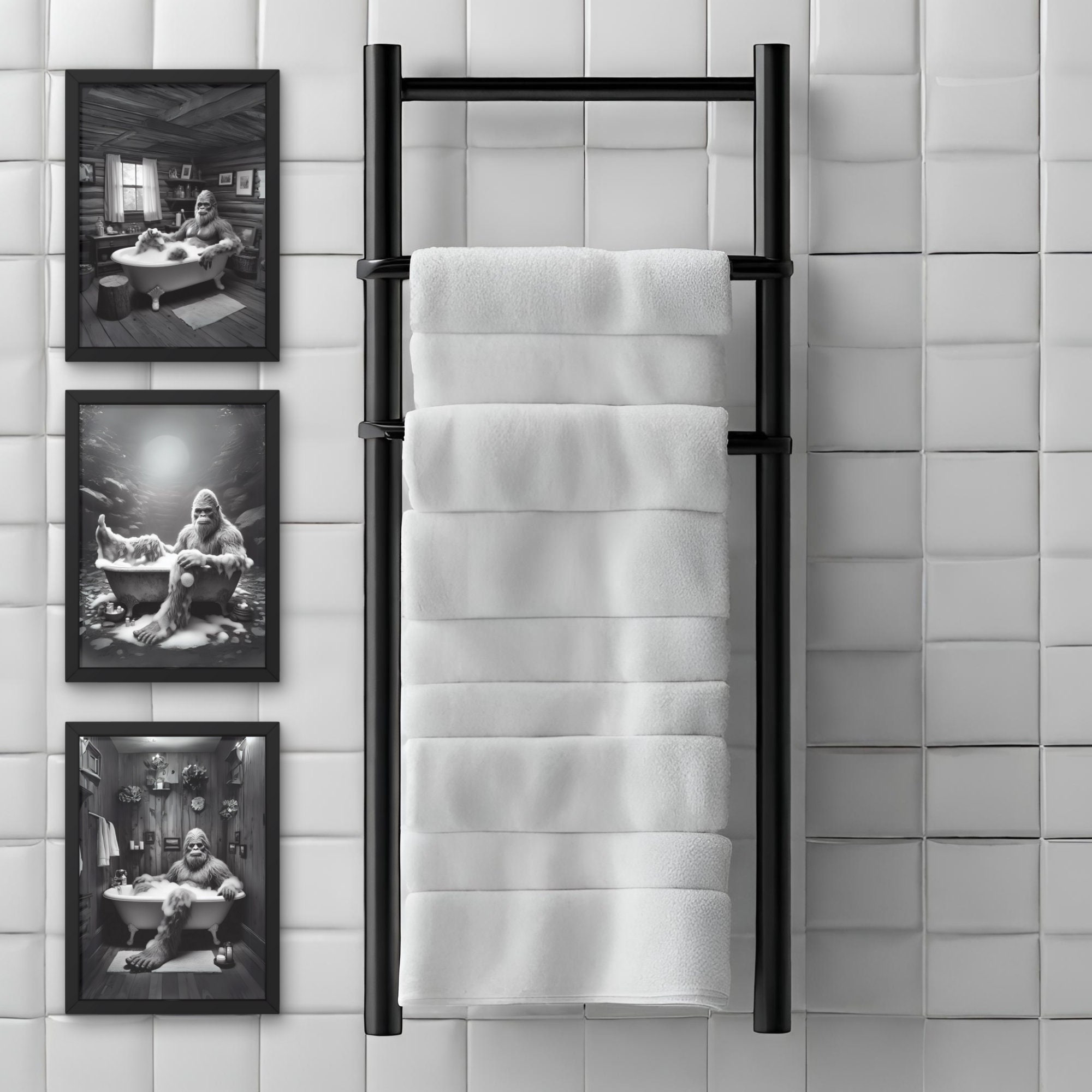Bigfoot in the Tub Printable Wall Art | Bigfoot Taking a Bath | Big ...