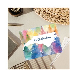 North Carolina State Wall Art Print - Trees NC State Map Silhouette ...