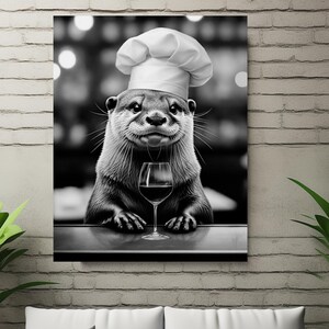 Sea Otter Alcohol Wall Art, River Otter Sitting at the Bar Poster, Wine ...