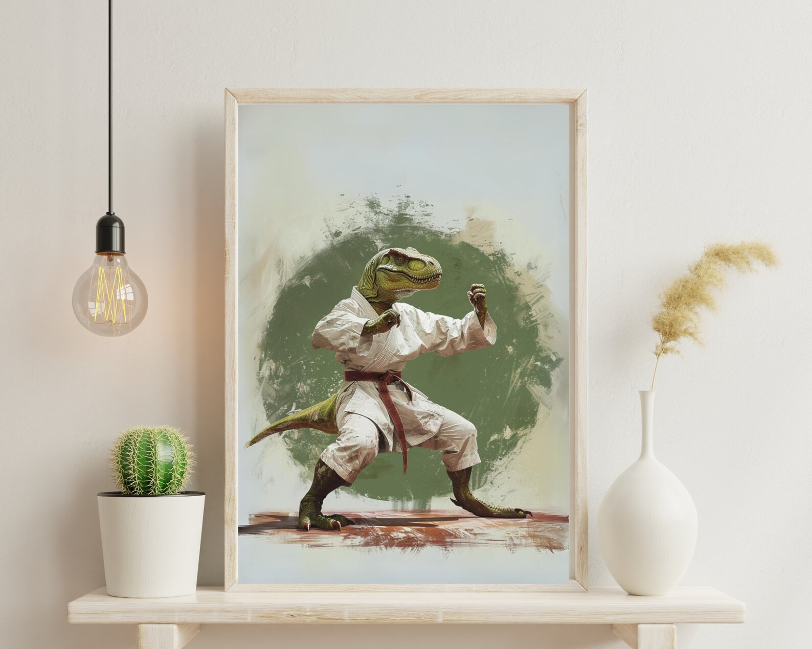 Karate Wall Art T-rex Dinosaur Wall Decor Martial Arts Print Dinosaur ...