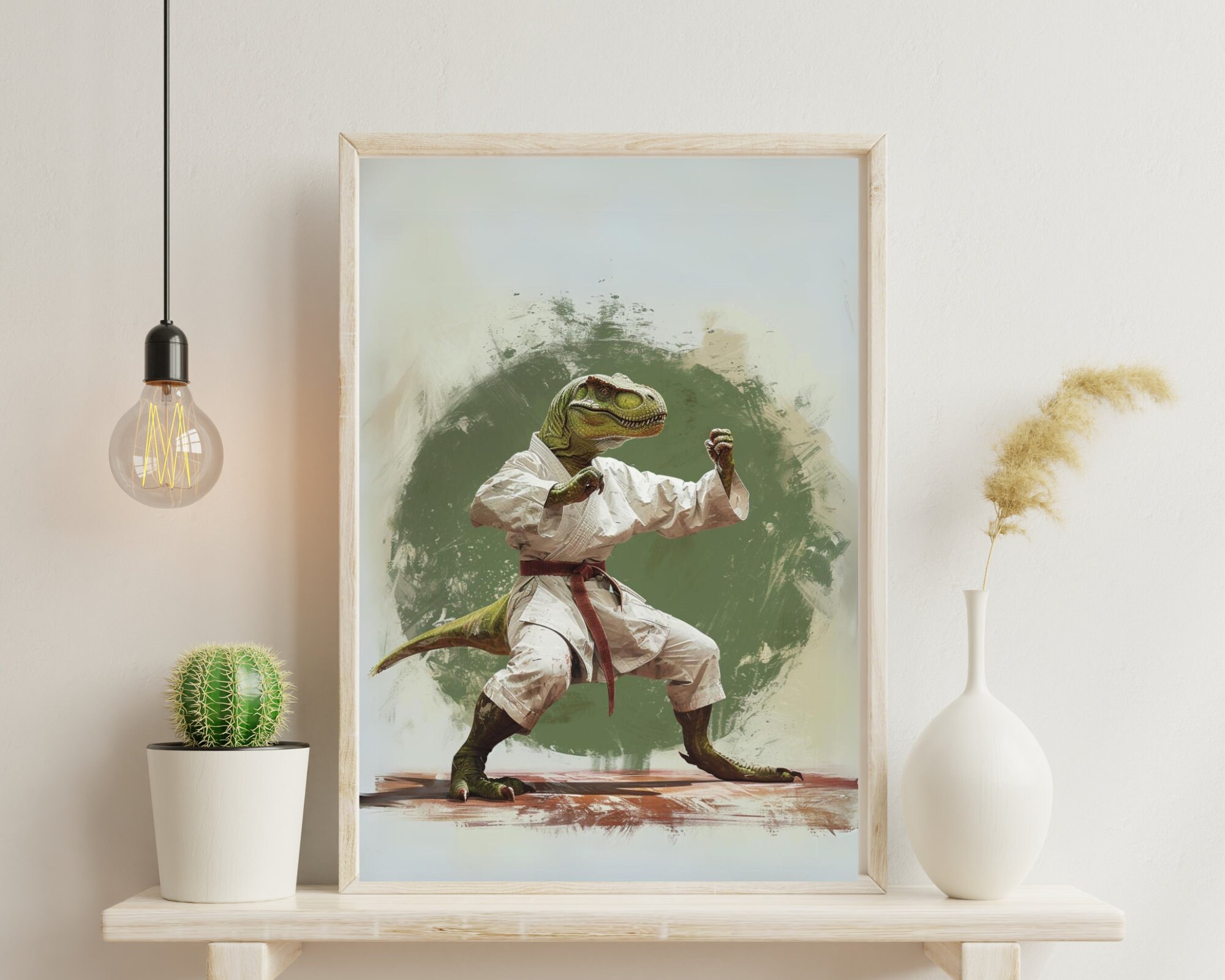 Karate Wall Art T-rex Dinosaur Wall Decor Martial Arts Print Dinosaur ...