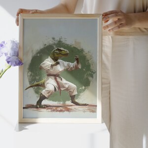 Karate Wall Art T-rex Dinosaur Wall Decor Martial Arts Print Dinosaur ...