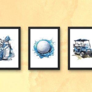 Golf Prints, Golfing Poster, Golfer Wall Art Set of 3, Decor, Gift ...