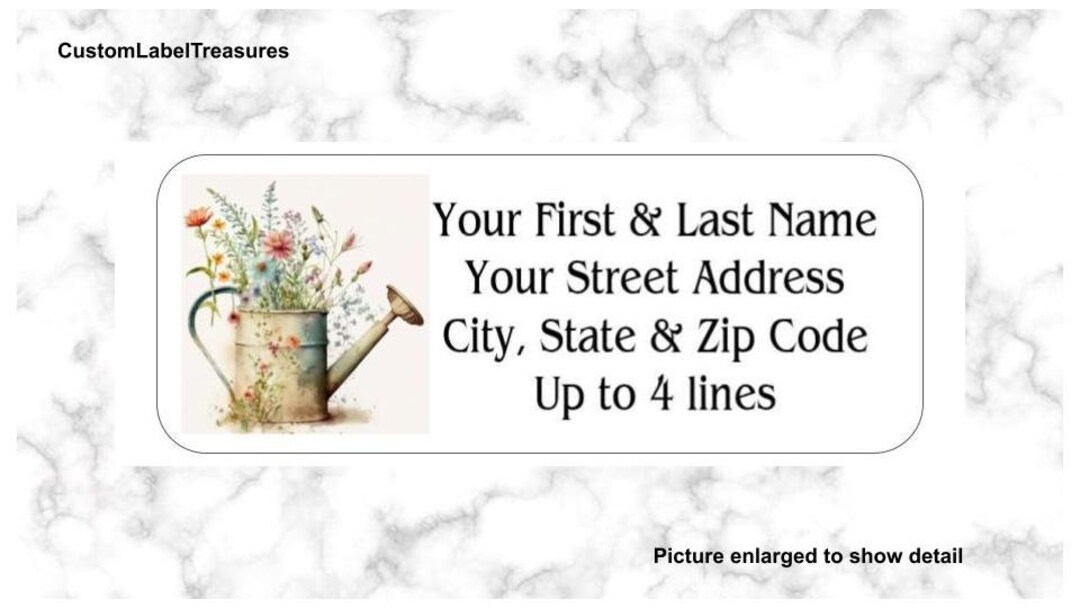Address Labels, Country Chic Watering Can Floral, Return Mailing ...