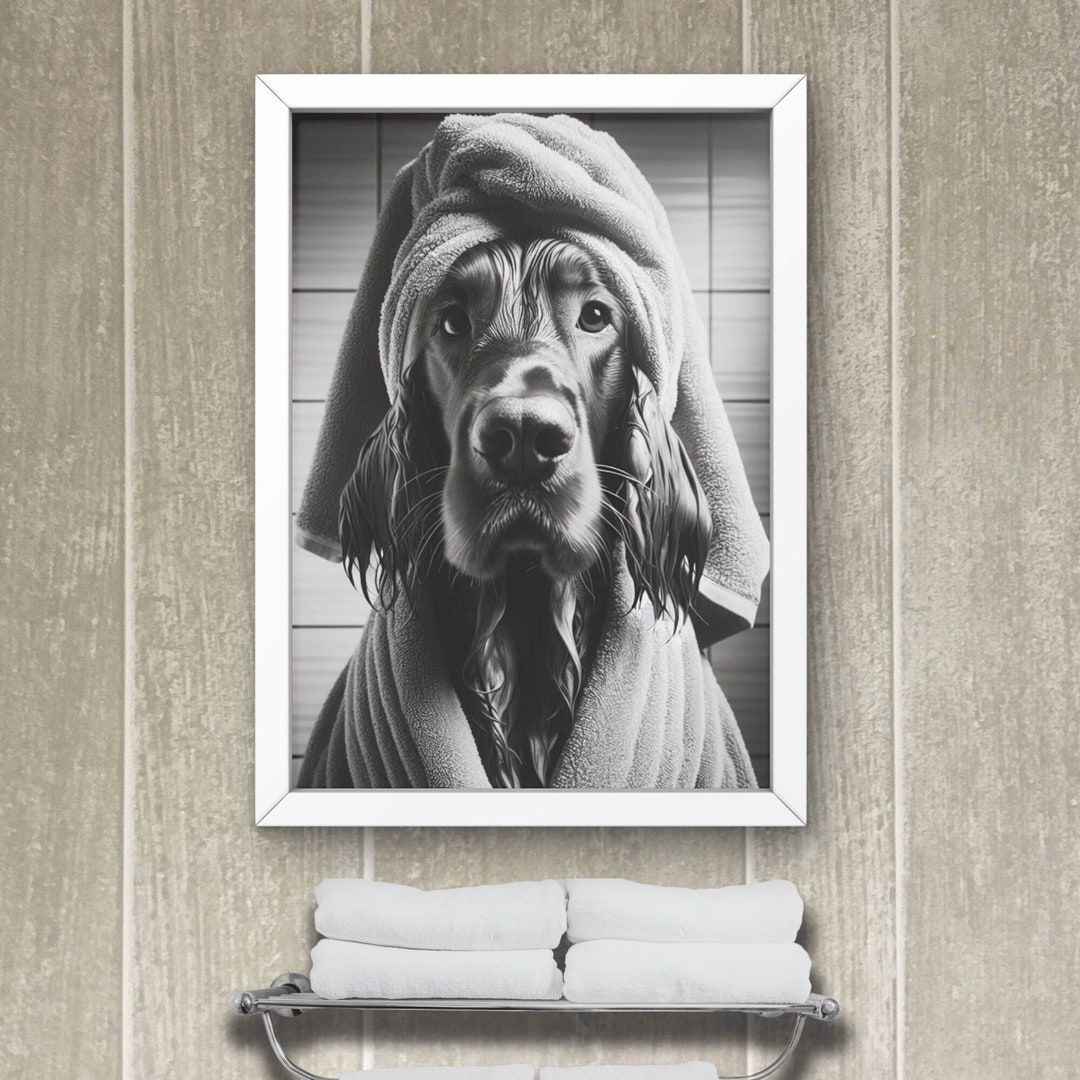 Irish Setter Bath Art: Minimalist Dog Print for Kids Bathroom (digital ...