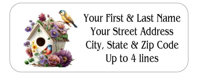 Set of 150 Birdhouse Birds Flowers Bird House Return Mailing Address ...