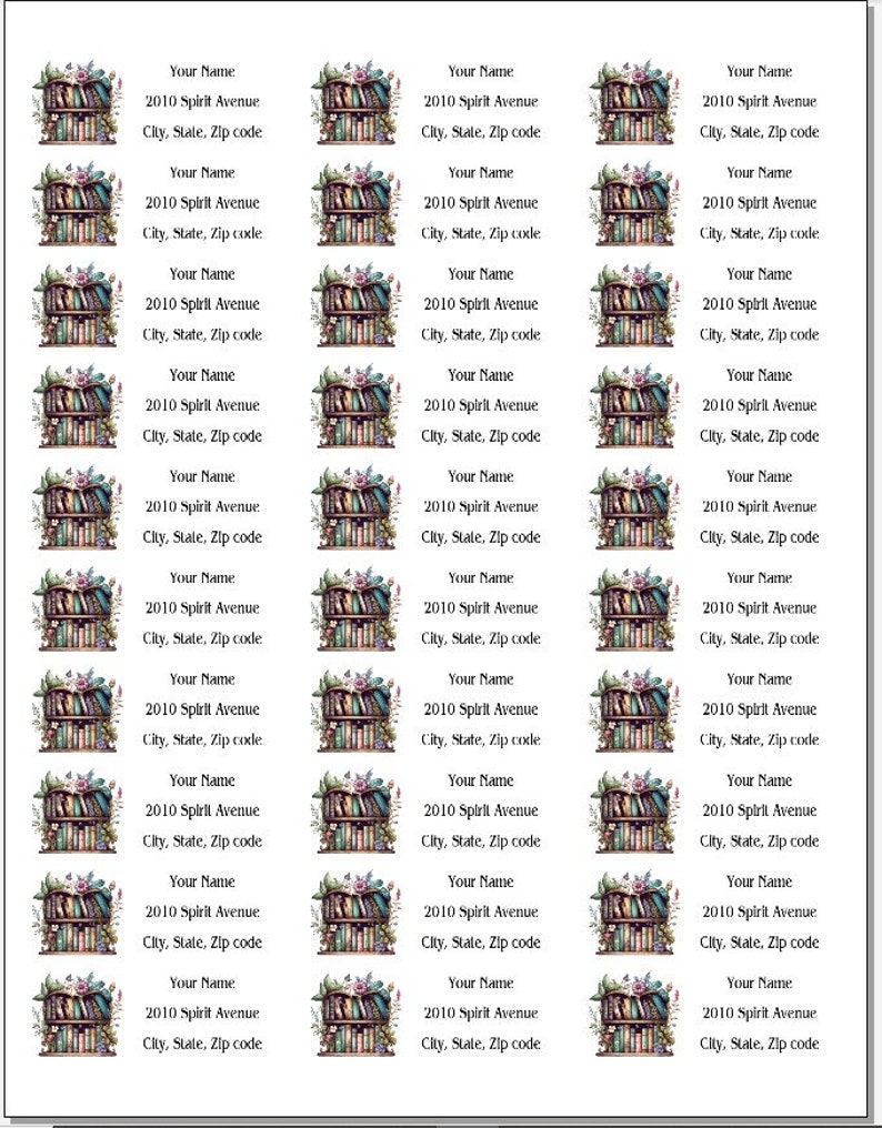 Set of 150 Vintage Bookshelf Flowers Books Return Mailing Address ...