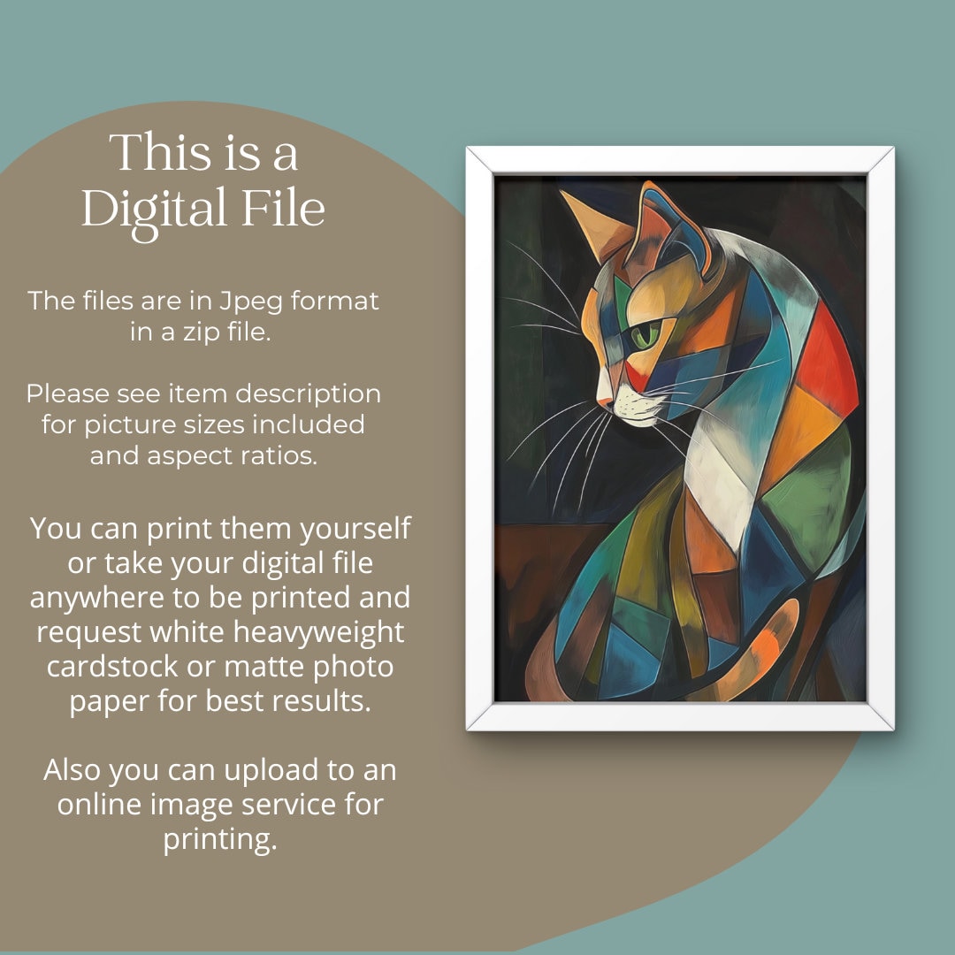 Cat Picasso Style Abstract Art Cat Wall Art Inspired by Picasso Wall ...