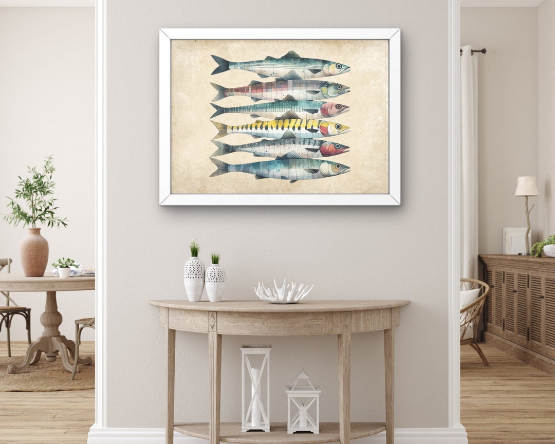 Mid Century Wall Art, Scandinavian Fish Wall Art Print, Danish Modern ...