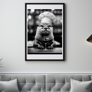 Sea Otter Alcohol Wall Art, River Otter Sitting at the Bar Poster, Wine ...