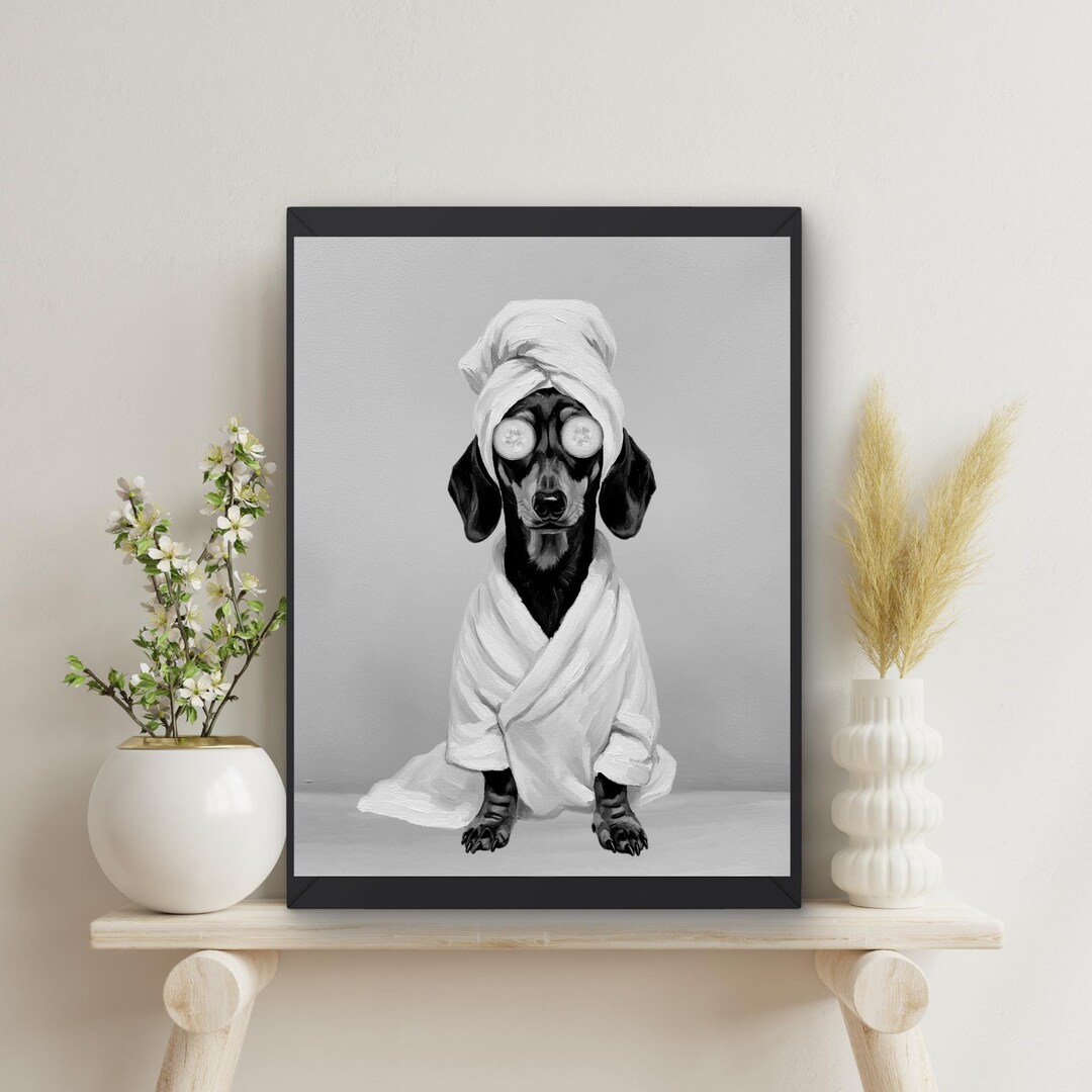 Bathroom Spa Art, Dachshund Dog, Décor Wall Art, Kids Art, Weenie Dog ...