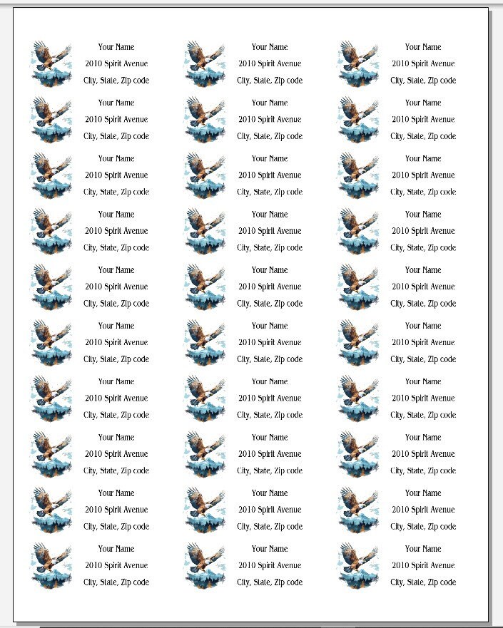Bald Eagle Address Labels, Mountain Top Flying Wings Return Mailing ...