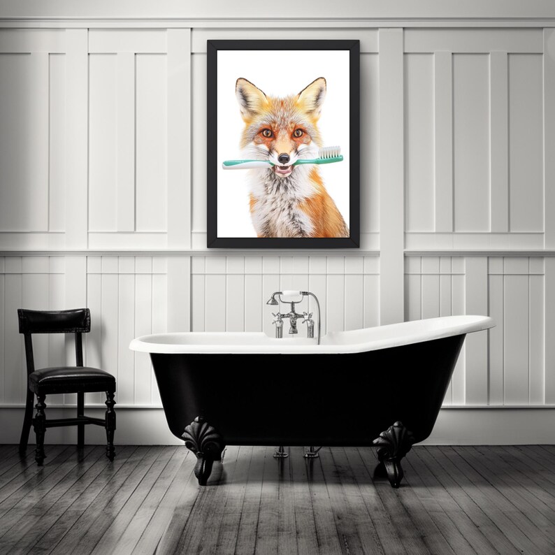 Red Fox Print, Bathroom Wall Art, Fox Bathroom Art Print Kids Bathroom ...