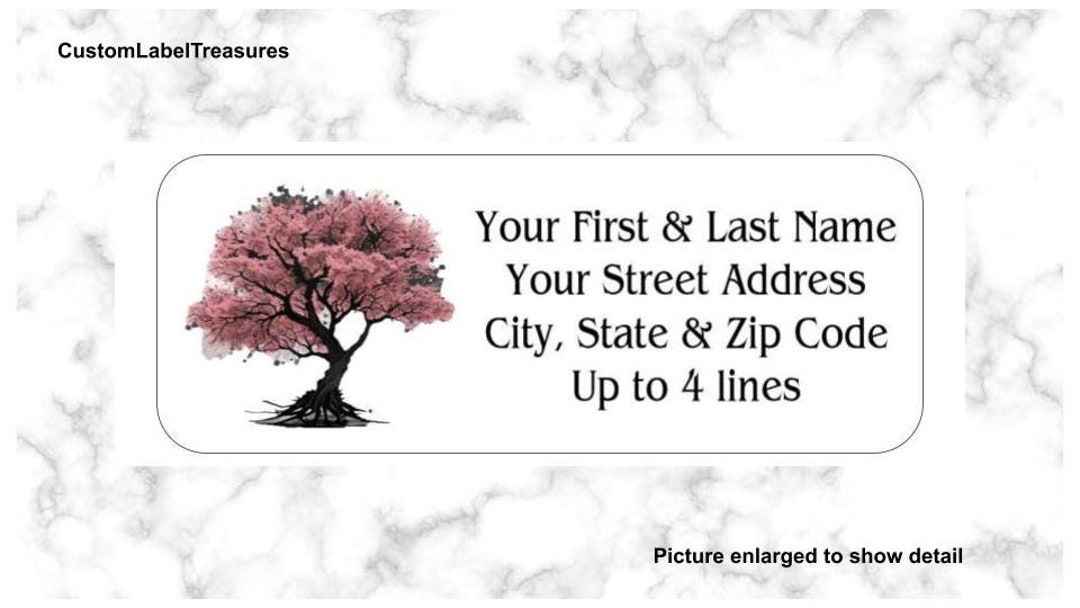 Address Labels Cherry Blossom Tree, Japanese Return Mailing Stickers ...