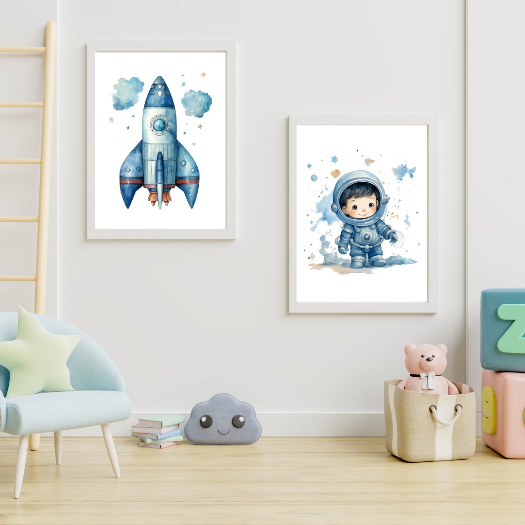 Space Themed Nursery Wall Art Space Astronaut Nursery Wall Prints ...