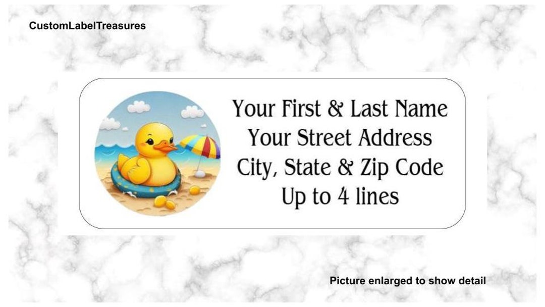 Set of 150 Rubber Ducky at Beach Raft Return Mailing Address Labels ...