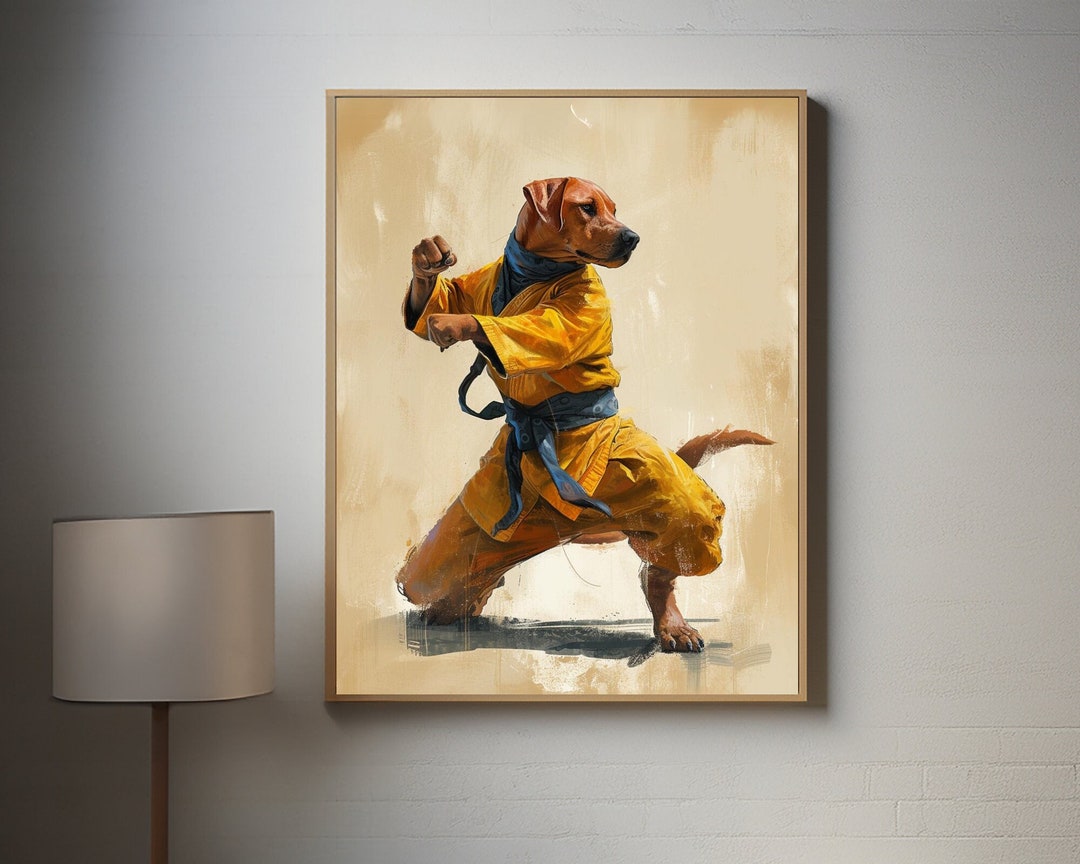 Labrador Retriever Dog Martial Arts Wall Art, Karate Yellow Lab Dog ...