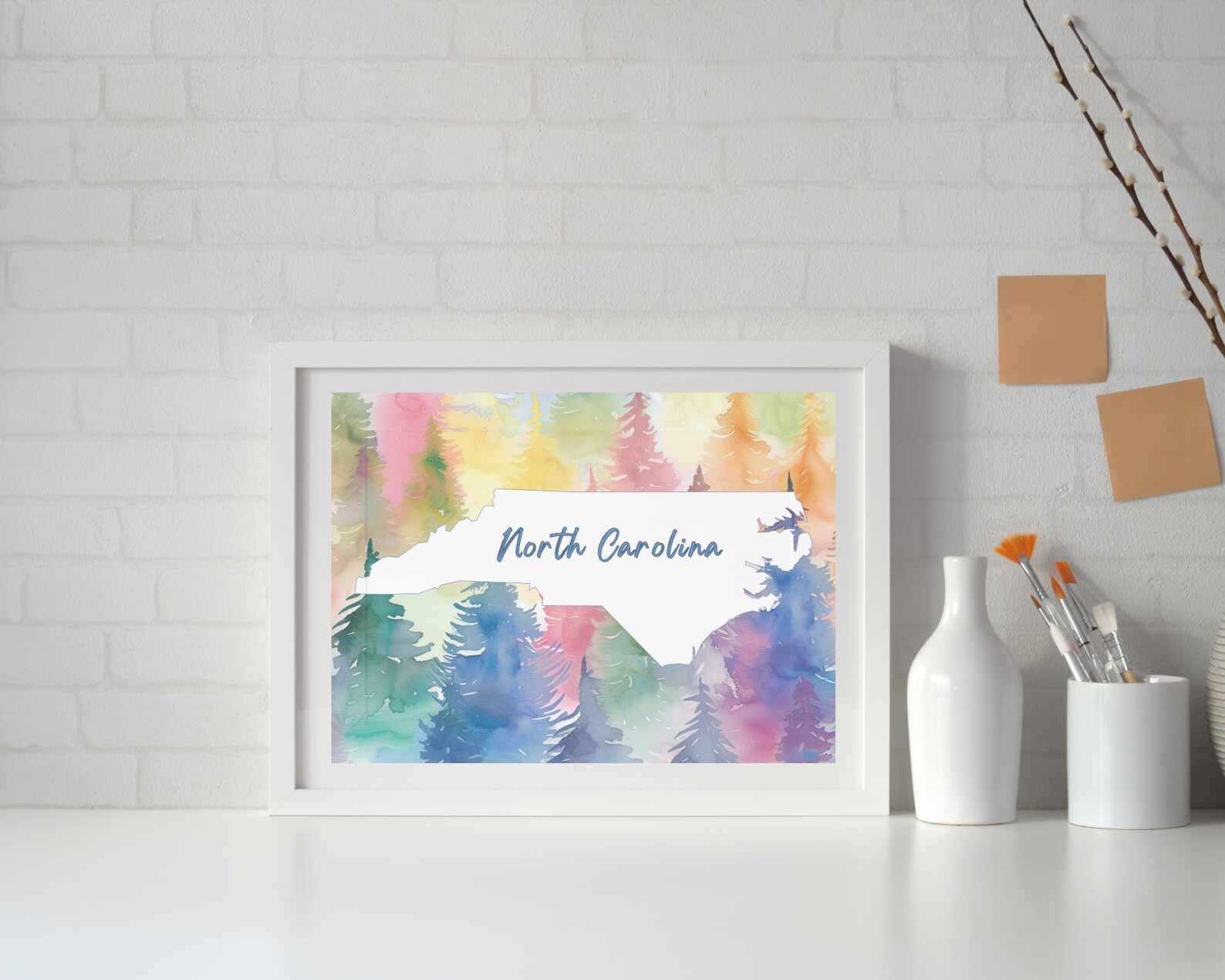 North Carolina State Wall Art Print - Trees NC State Map Silhouette ...