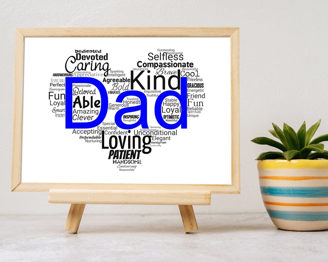 Dad Gift Word Wall Art Print, Fathers Day Gift for Him, Digital ...